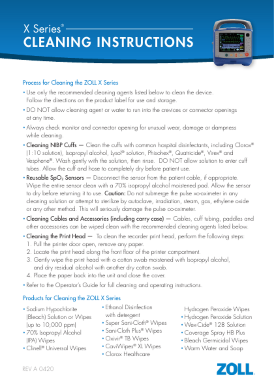 X Series Cleaning Instructions Rev A April 2020 PDF download