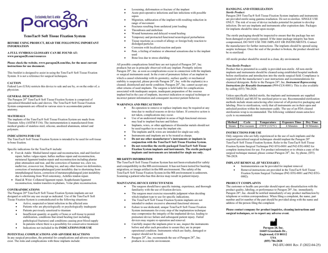 TenoTac Soft Tissue Fixation System Instructions for Use PDF download