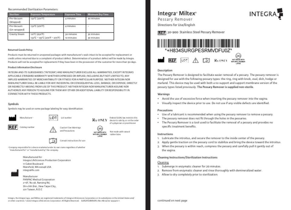 Pessary Remover Directions for Use PDF download