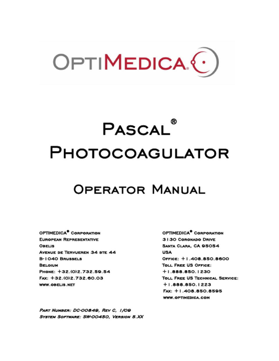 PASCAL Photocoagulator Operator Manual Ver 5.xx Rev.C PDF download