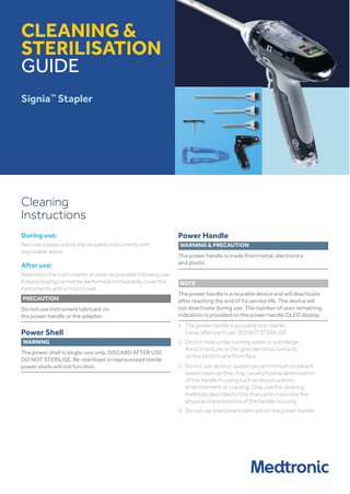 Signia Stapler Handle Cleaning Sterilization Guide PDF download