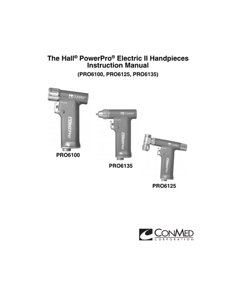 Hall PowerPro Electric II Handpieces Instruction Manual PDF download