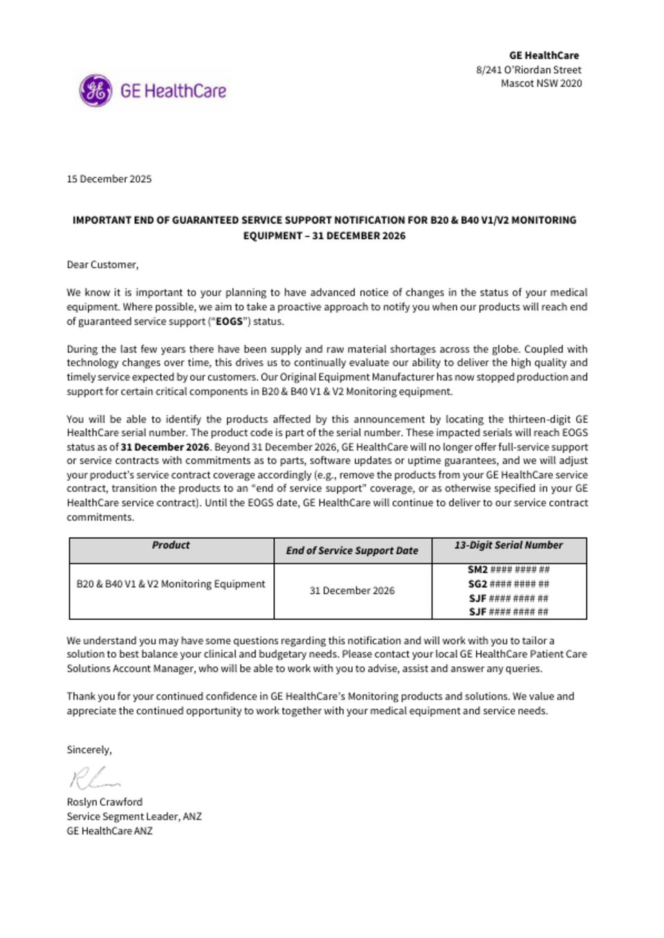 B20 and B40 V1/V2 End of Support Notification PDF download