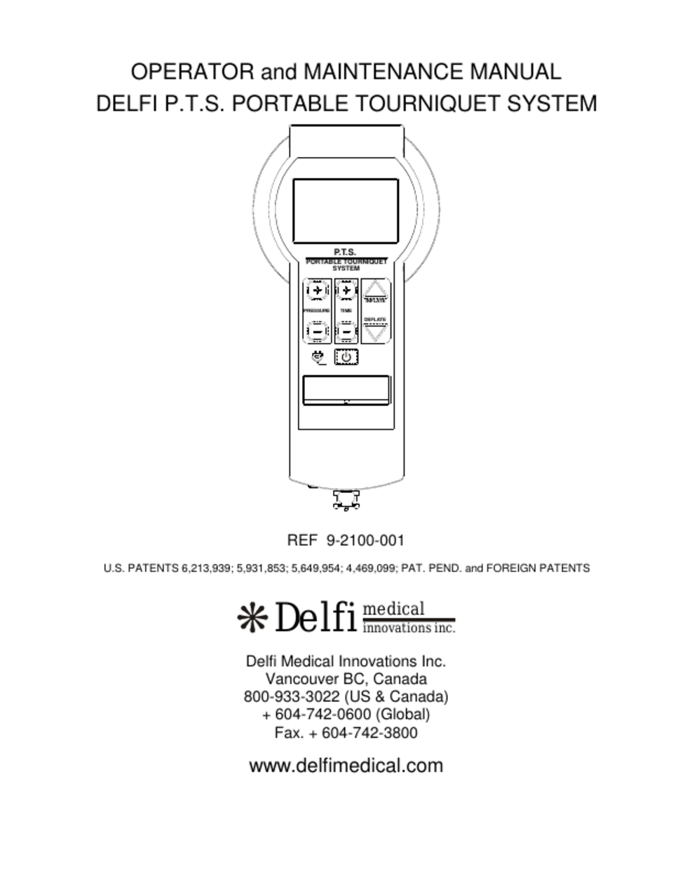 PTS PORTABLE TOURNIQUET SYSTEM Operator and Maintenance Manual Rev 3 ...