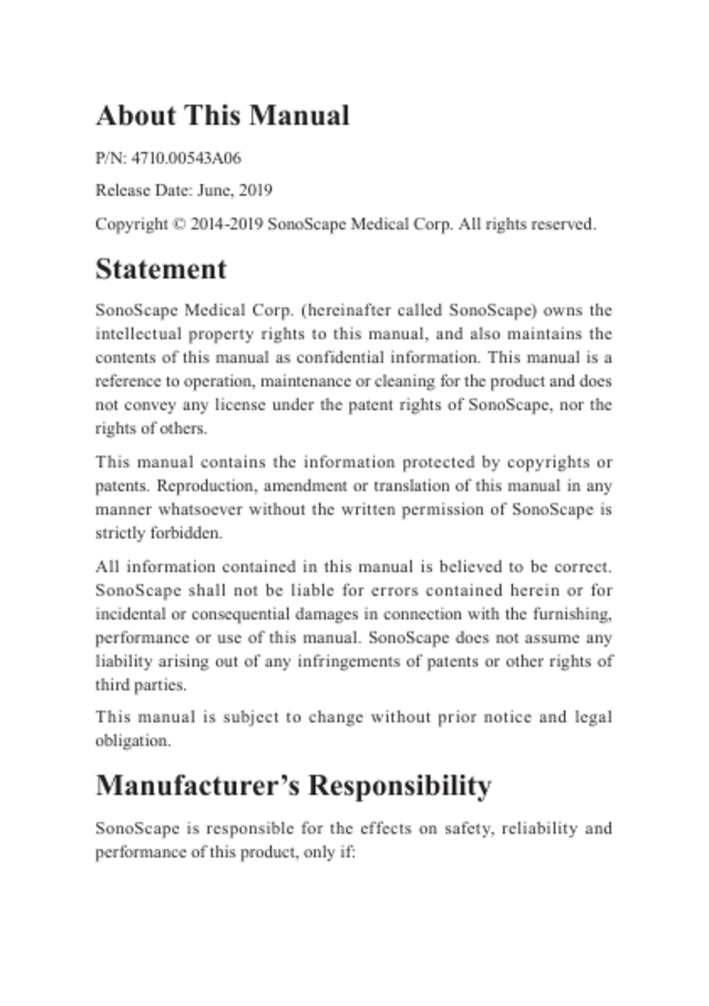 Sonoscape Ultrasound Probe User Manual PDF download
