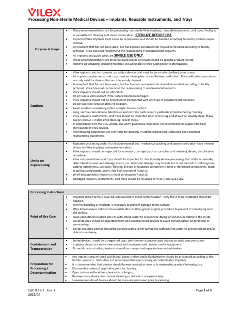 Processing Instructions Non-Sterile Medical Devices – Implants ...