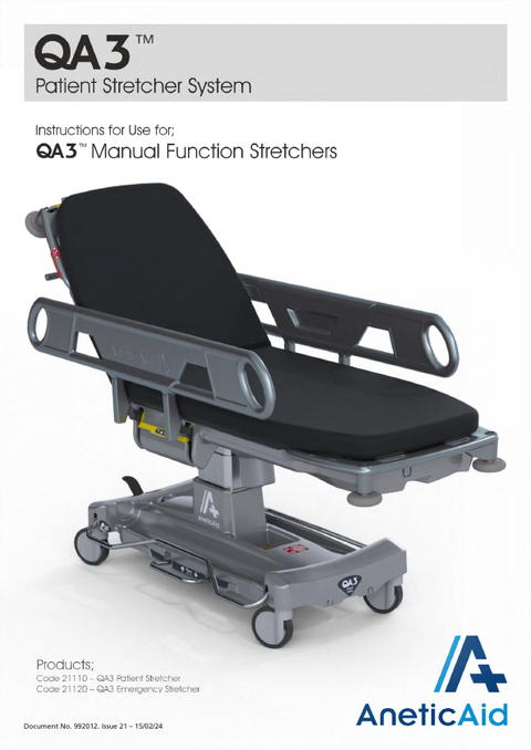 QA3 Manual Function Stretchers Instructions for Use Issue 21 PDF download