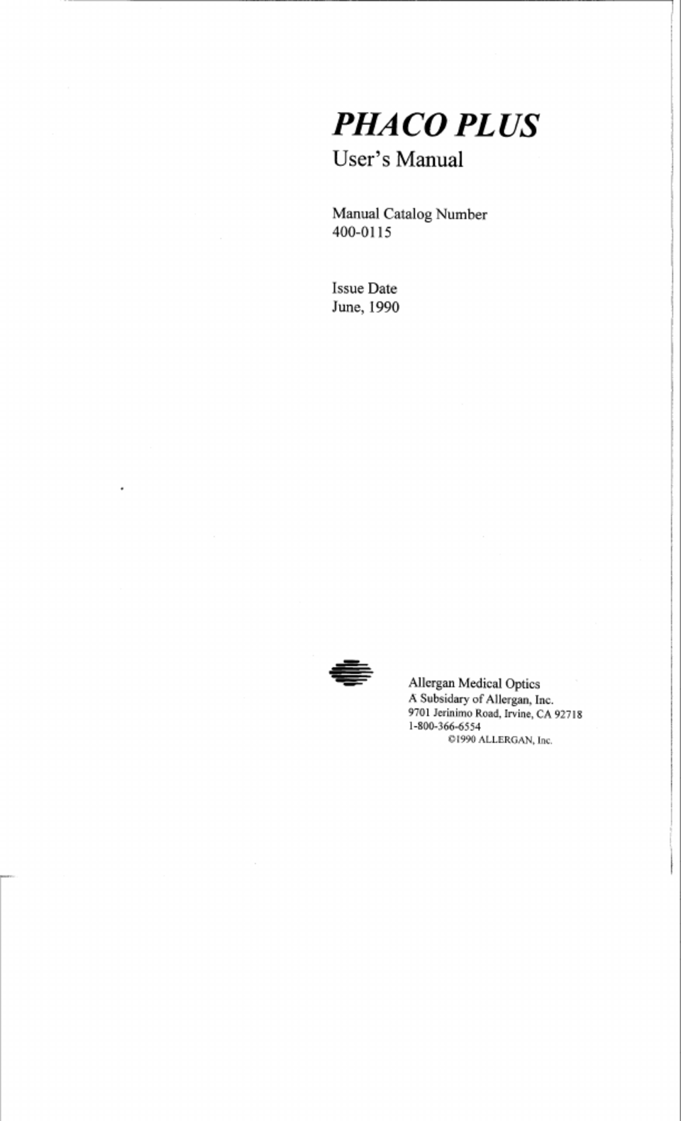 PHACO PLUS Users Manual June 1990 PDF download