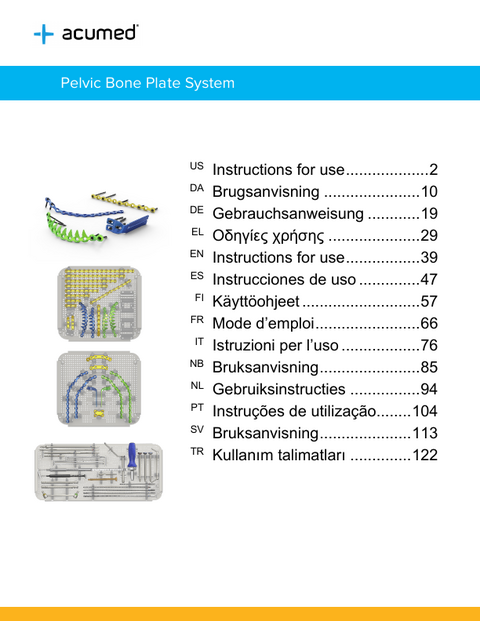 Pelvic Bone Plate System Instructions for Use PDF download