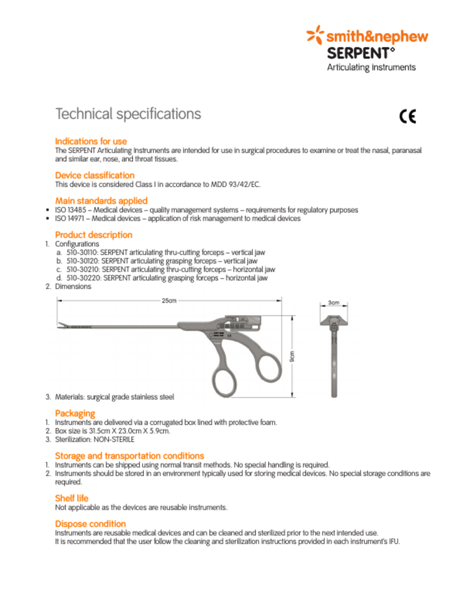 SERPENT Instrumentation Technical Specifications PDF download