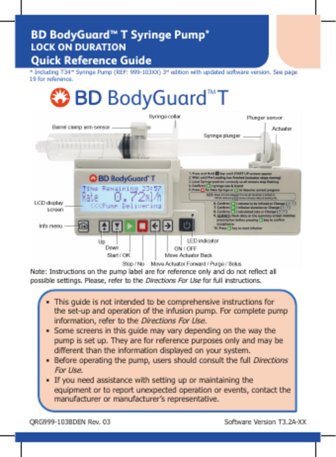 BodyGuard T and T34 Quick Reference Guide Rev.03 PDF download