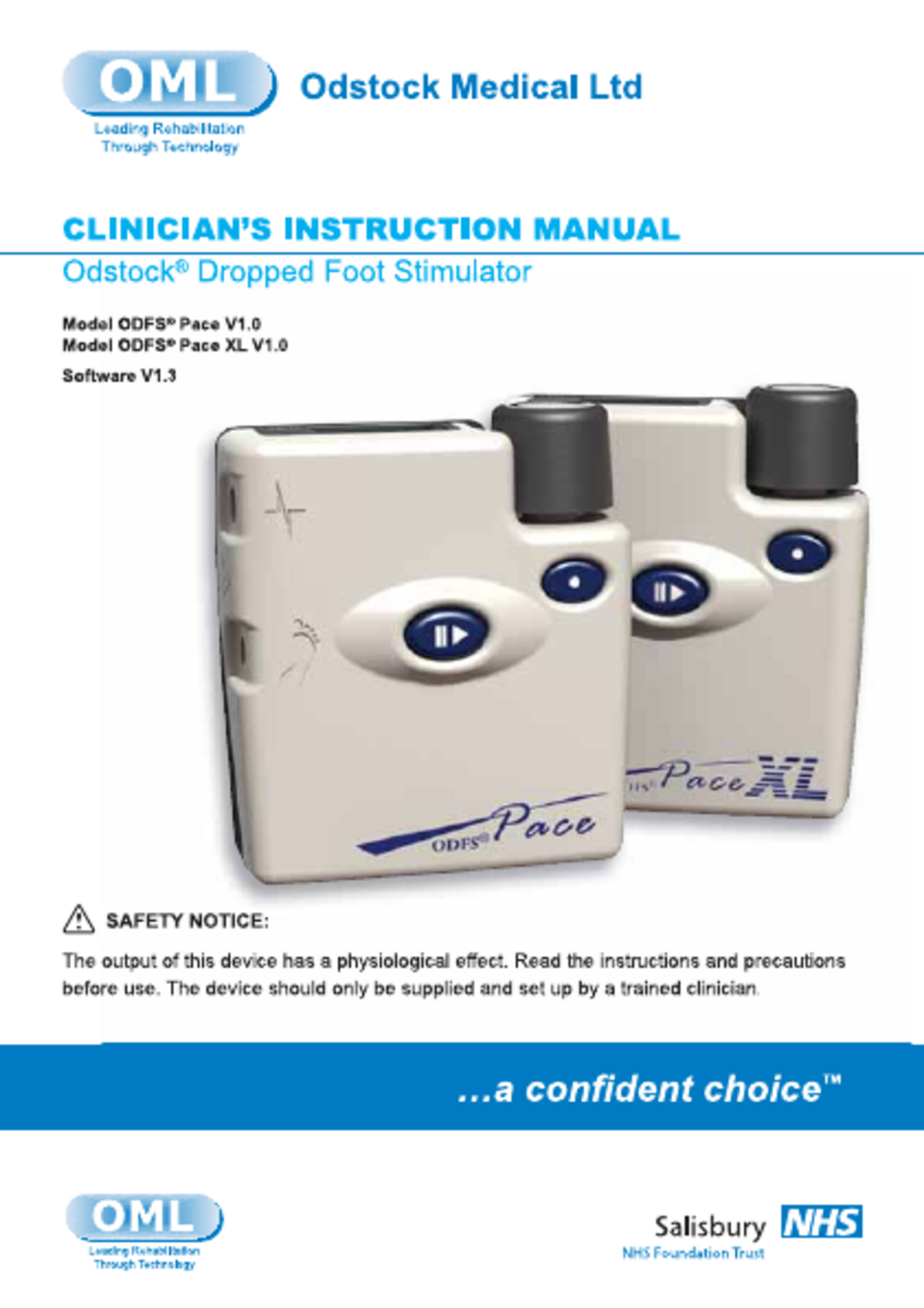 Model ODFS Pace V 1.0 and Pace XL V 1.0 Clinician Instruction Manual ...