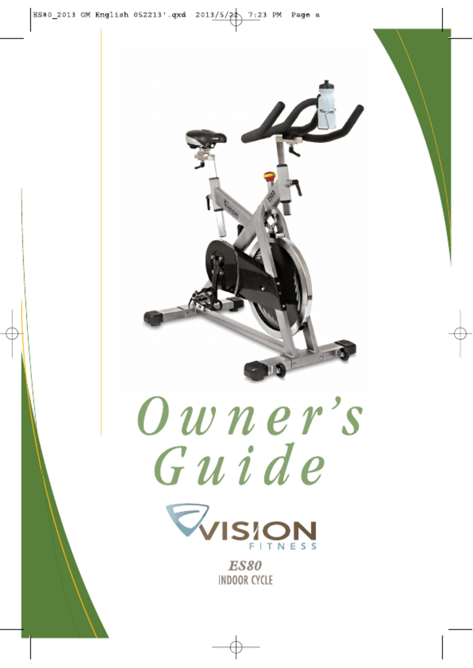 VISION FITNESS Model ES80 Indoor Cycle Owners Guide Rev 1 May 2013 PDF ...
