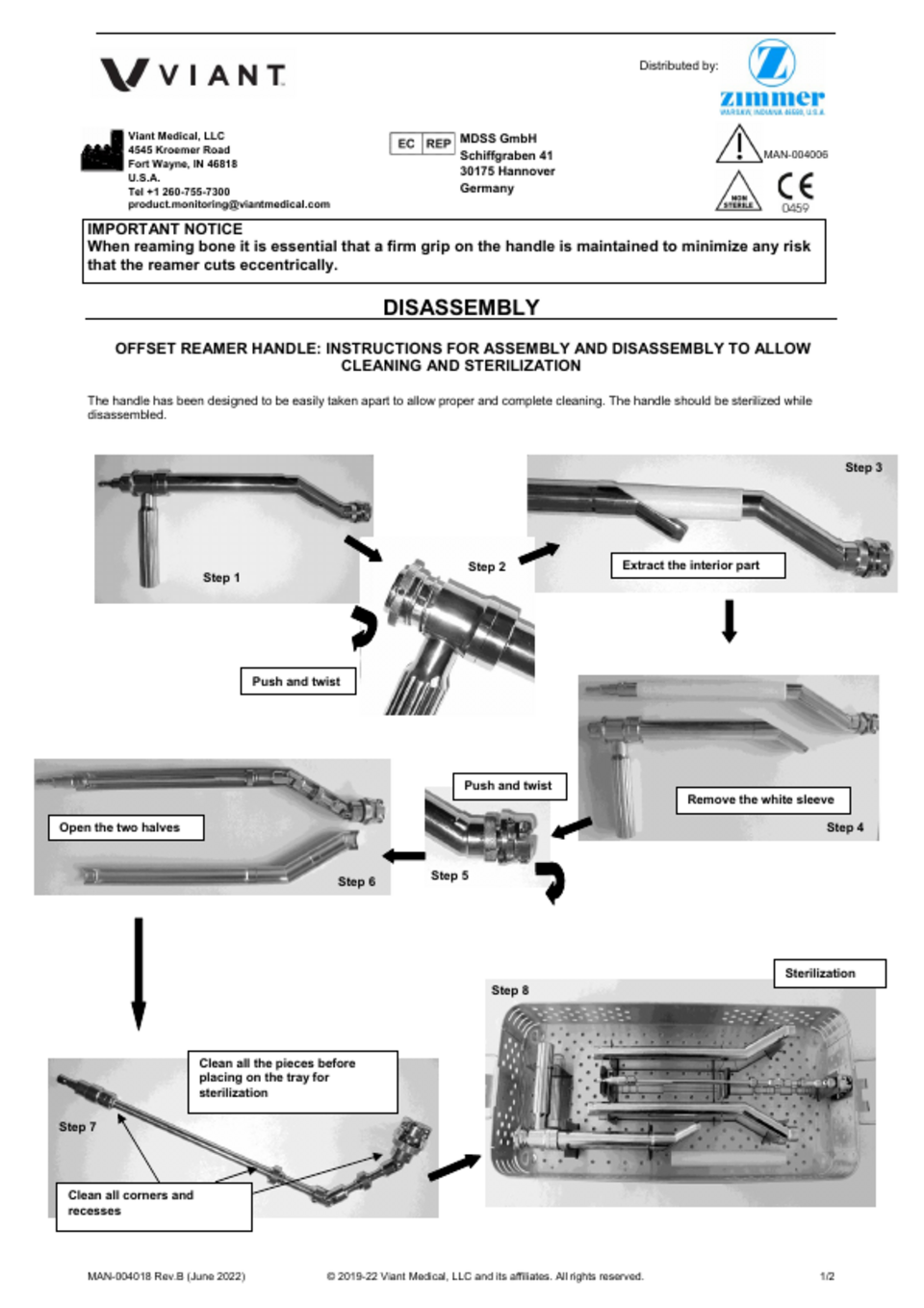 OFFSET REAMER HANDLE Instructions for Assembly and Disassembly to allow ...